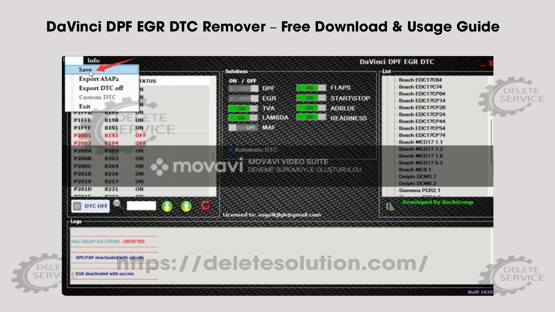 DaVinci DPF EGR DTC Remover – Free Download & Usage Guide - Delete Solution